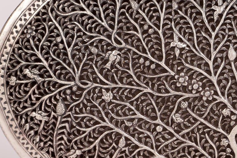 Burmese Silver Tree of Life Oval Lidded Box For Sale at 1stDibs