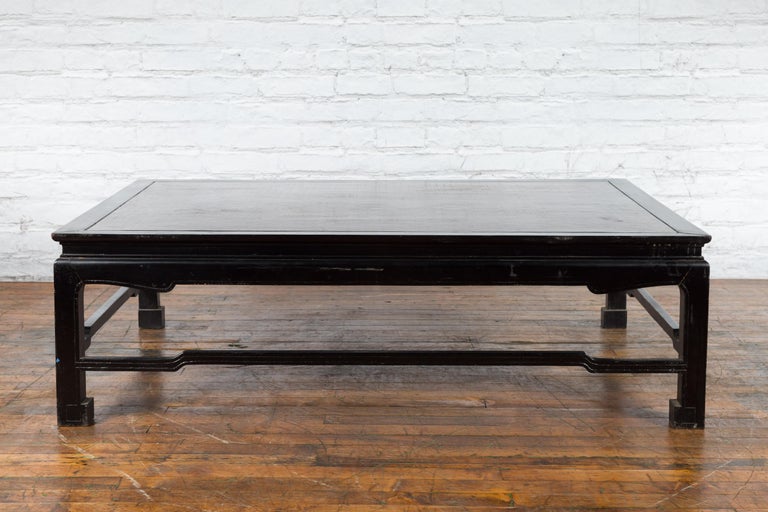 Burmese Vintage Black Lacquer Low Coffee Table with Negora Lacquer ...