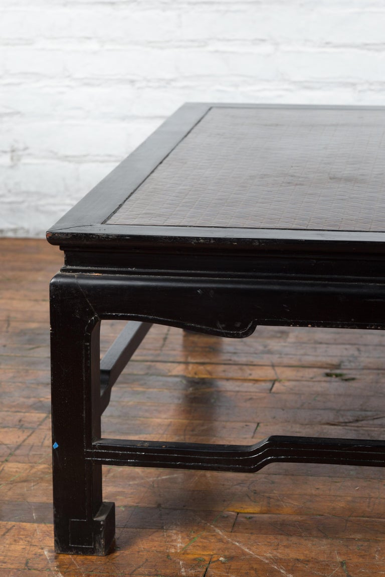 Burmese Vintage Black Lacquer Low Coffee Table with Negora Lacquer ...