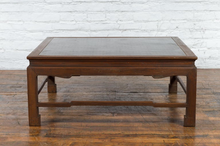 Burmese Vintage Brown Wood Low Coffee Table with Negora Lacquer Inset ...