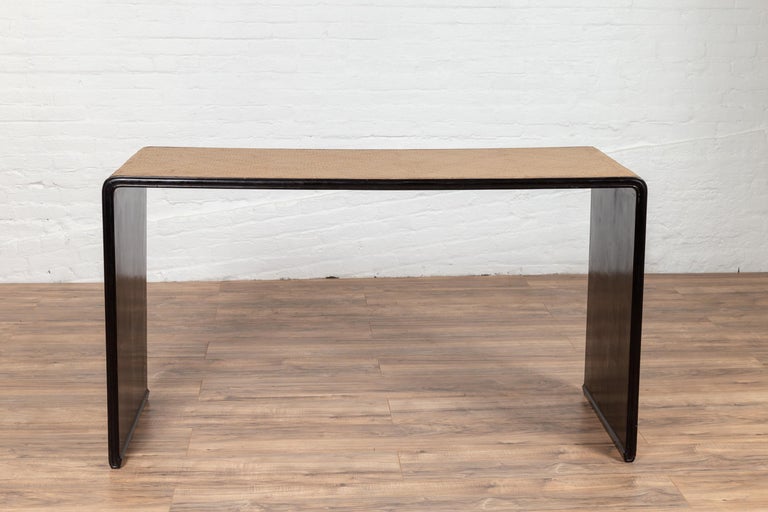 Burmese Vintage Waterfall Console Table with Black Lacquer Frame and ...