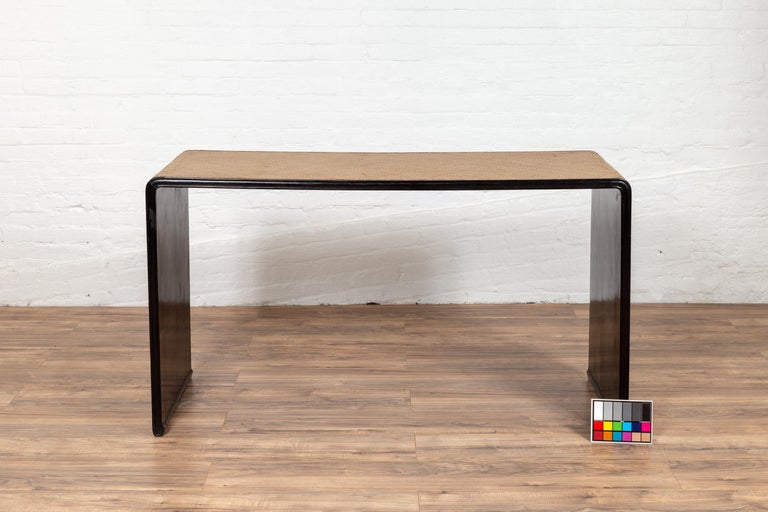 Burmese Vintage Waterfall Console Table with Black Lacquer Frame and ...