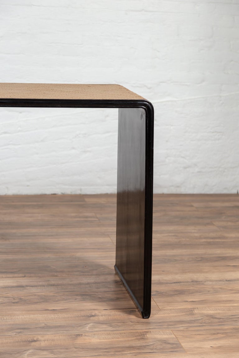 Burmese Vintage Waterfall Console Table with Black Lacquer Frame and ...