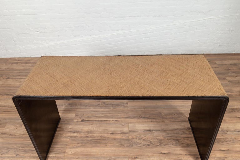 Burmese Vintage Waterfall Console Table with Black Lacquer Frame and ...