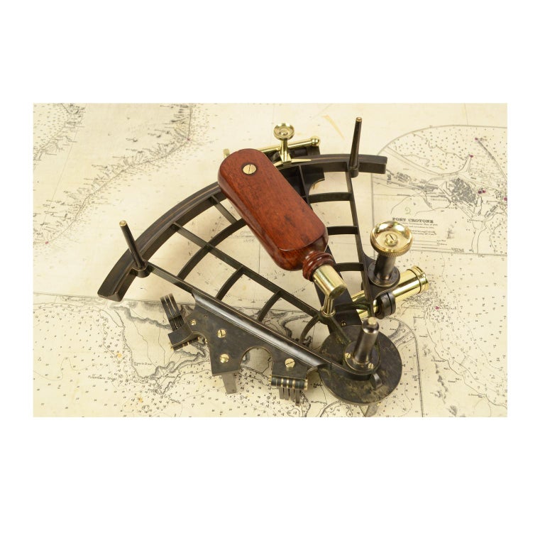 Burnished Brass Sextant Made In The Second Half Of The 19th Century At