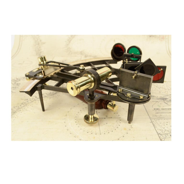 Burnished Brass Sextant Made In The Second Half Of The 19th Century At