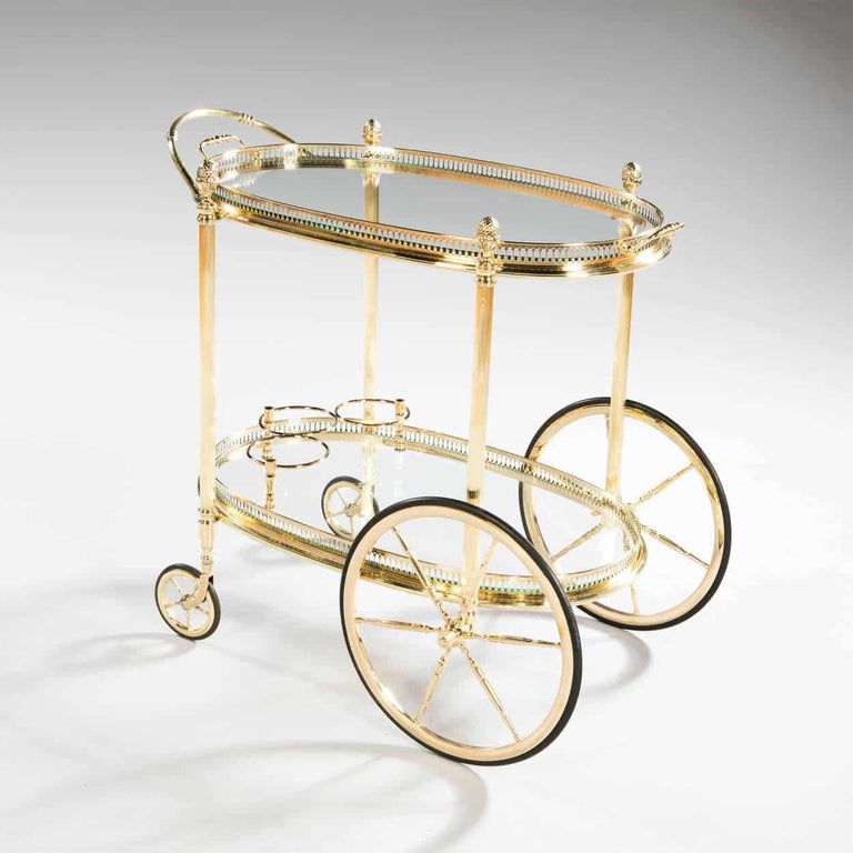 Burnished Mid-Century Maison Jansen Oval Bar Cart, Drinks Trolleys or ...
