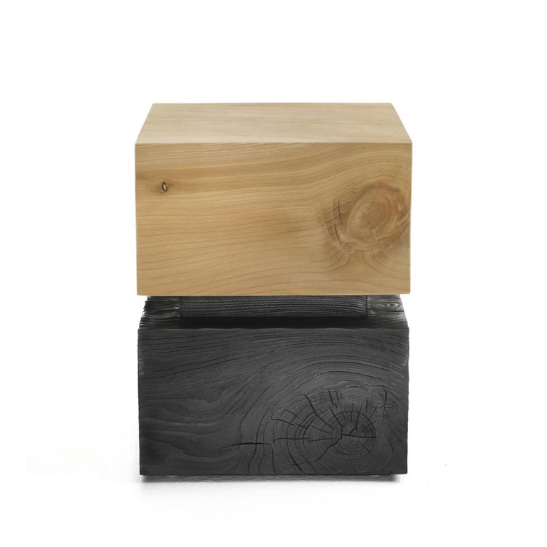 Burnt and Natural Cedar Stool in Natural Cedar Wood at 1stDibs ...
