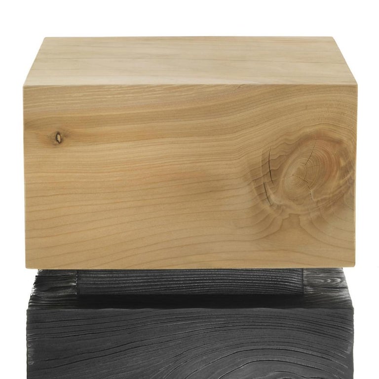 Burnt and Natural Cedar Stool in Natural Cedar Wood at 1stDibs ...