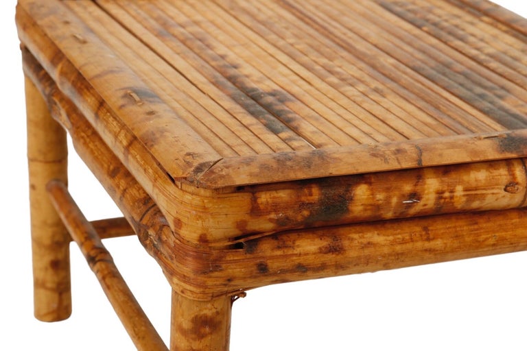 Burnt Bamboo Stools, a Pair For Sale at 1stDibs