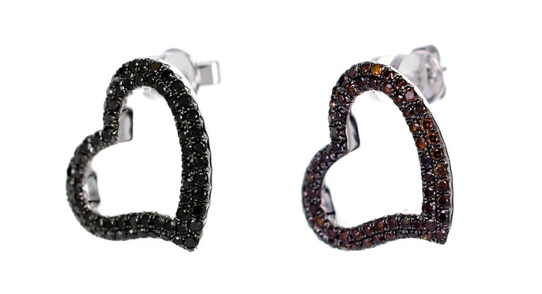 Burnt Color Diamond and Black Color Diamond Natural Earring For Sale ...