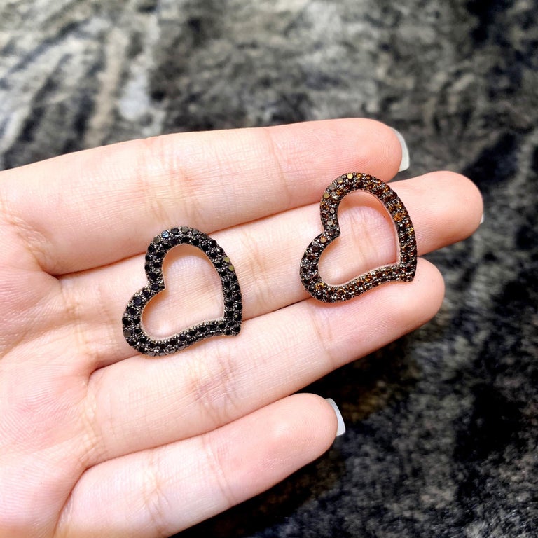 Burnt Color Diamond and Black Color Diamond Natural Earring For Sale ...