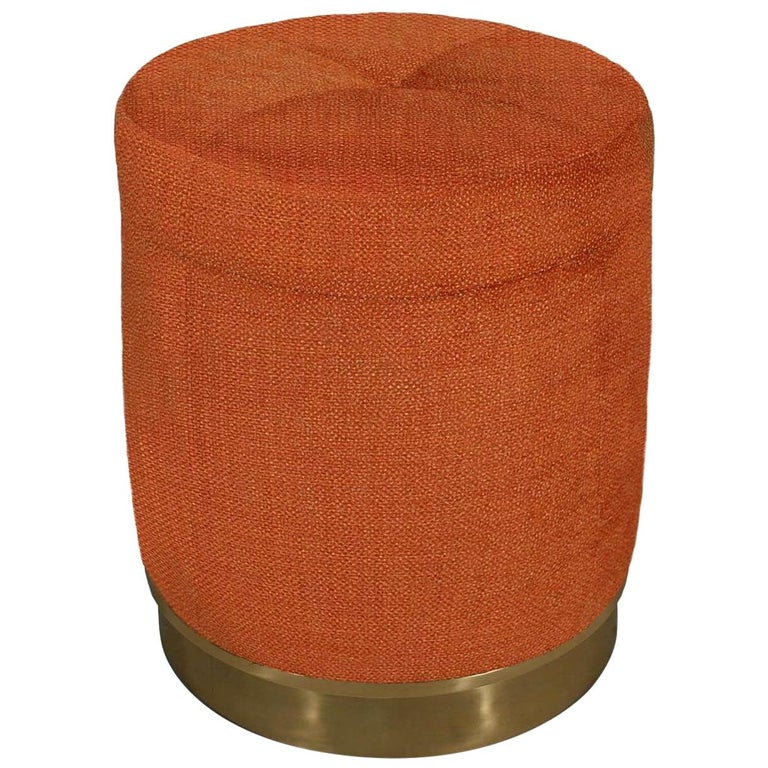 Burnt Orange Fabric Footstool For Sale at 1stDibs