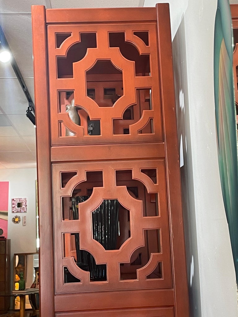 Burnt Orange Pair of Chinese Side by Side Shelves For Sale at 1stDibs