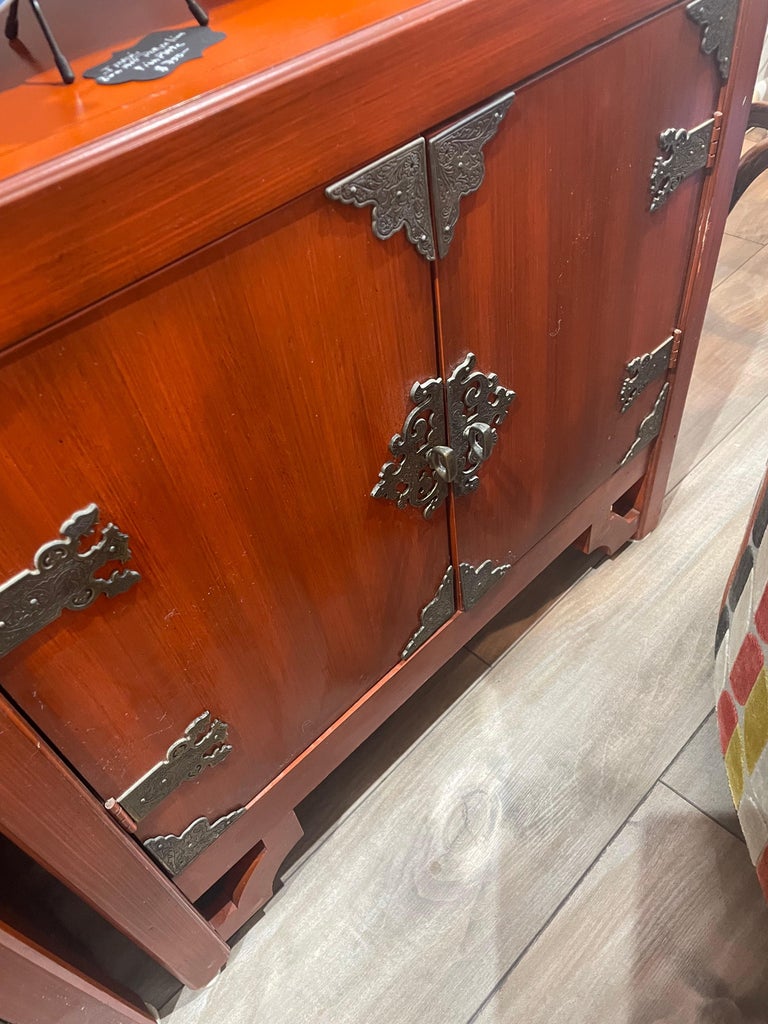 Burnt Orange Pair of Chinese Side by Side Shelves For Sale at 1stDibs