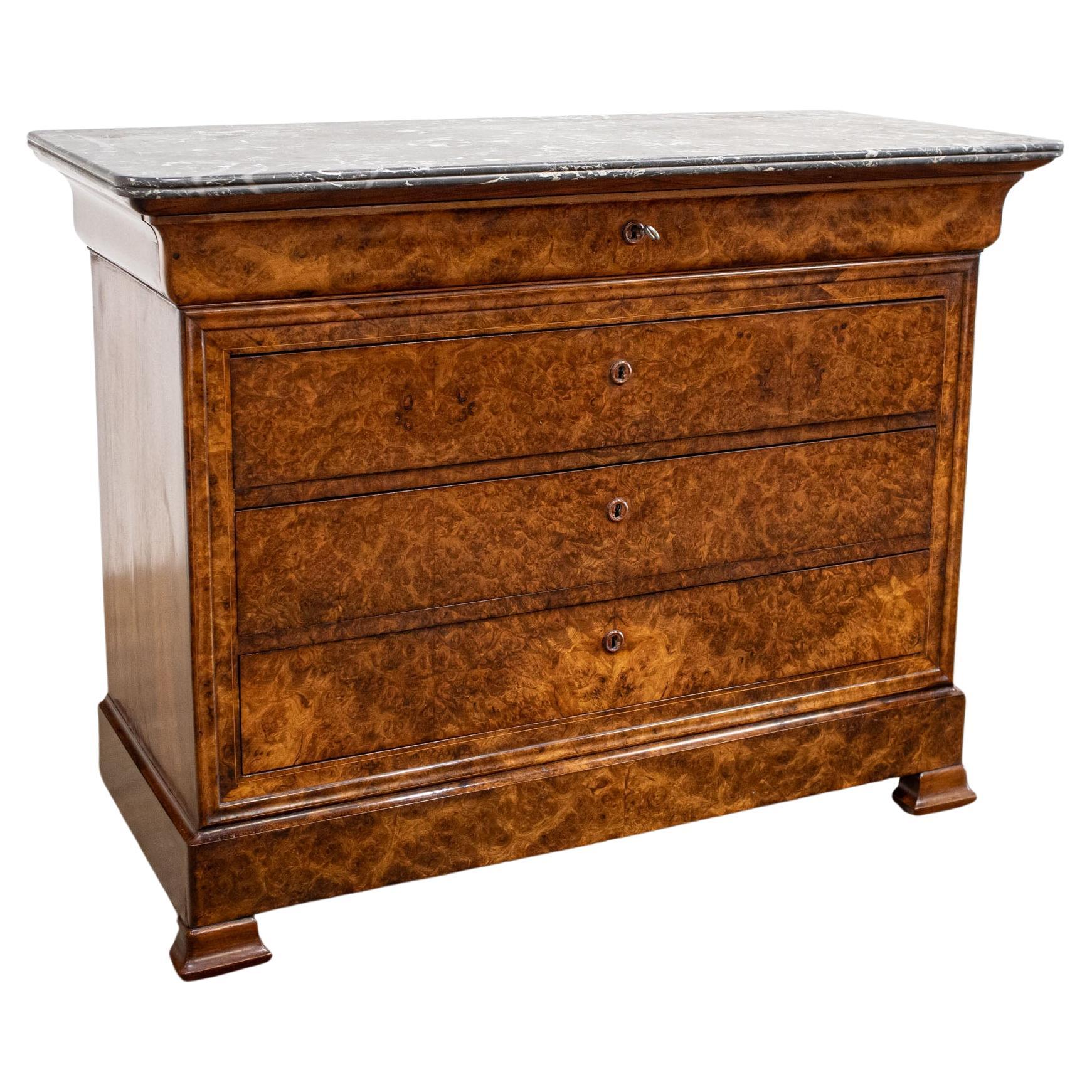 Burr Walnut Chest of Drawers Louis Philippe For Sale at 1stDibs