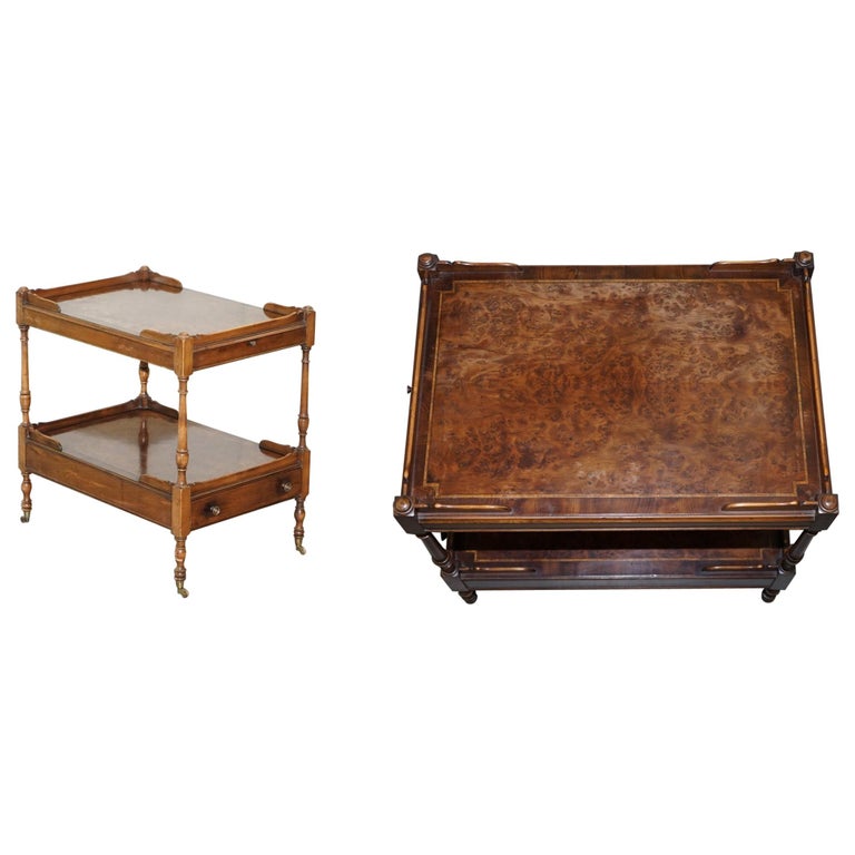 Burr Walnut Large Side or Occasional Lamp End Wine Table Butlers ...