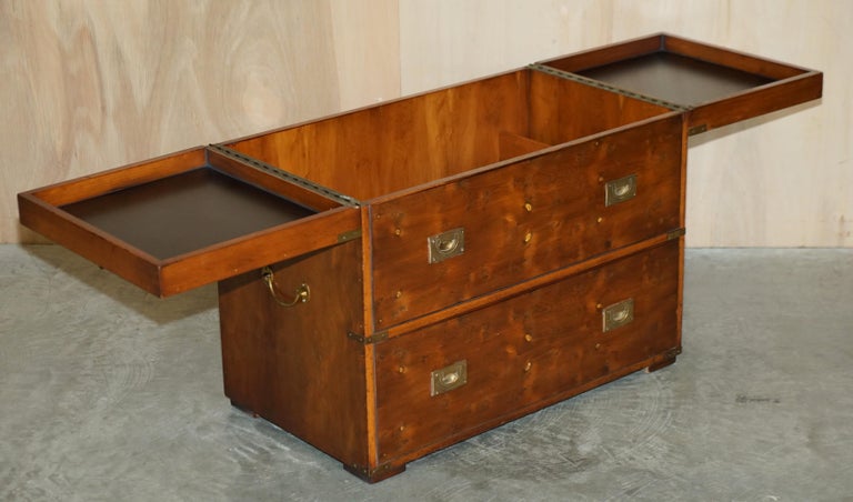 Burr Yew Wood Military Campaign Drinks Cabinet Hidden Inside a Chest ...