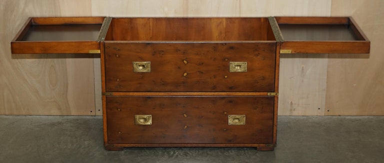 Burr Yew Wood Military Campaign Drinks Cabinet Hidden Inside a Chest ...
