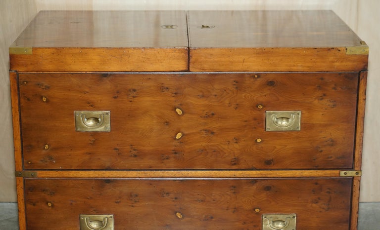 Burr Yew Wood Military Campaign Drinks Cabinet Hidden Inside a Chest ...