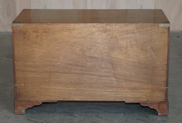 Burr Yew Wood Military Campaign Three Drawer Chest of Drawers TV Media ...