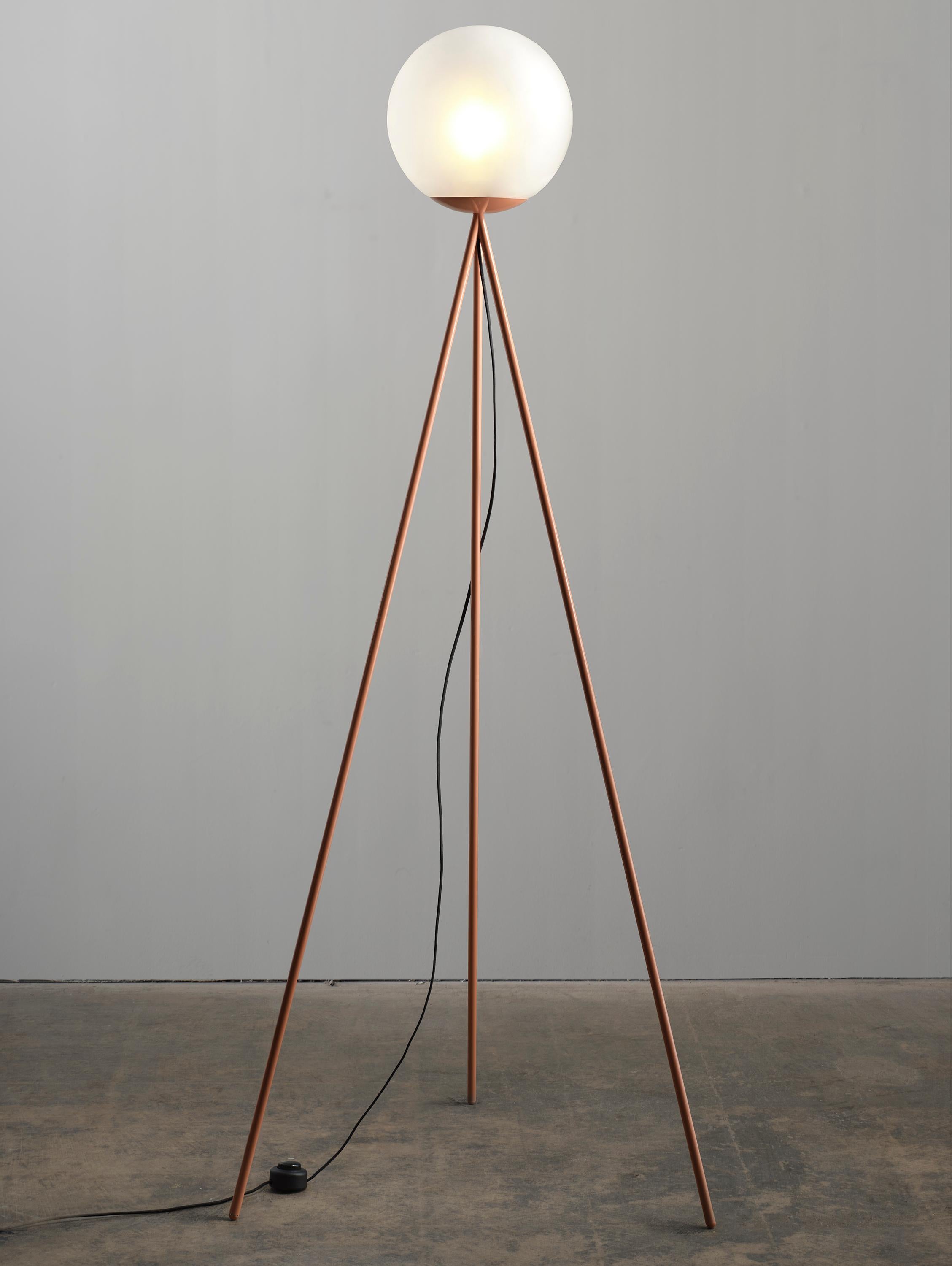 Burst Floor Lamp in Terracotta Enamel and Blown Glass by Blueprint ...