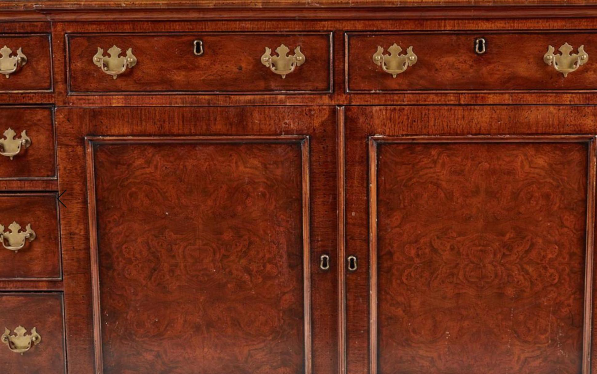 Burton-Ching George III Style Burl Walnut Credenza Sideboard Cabinet ...