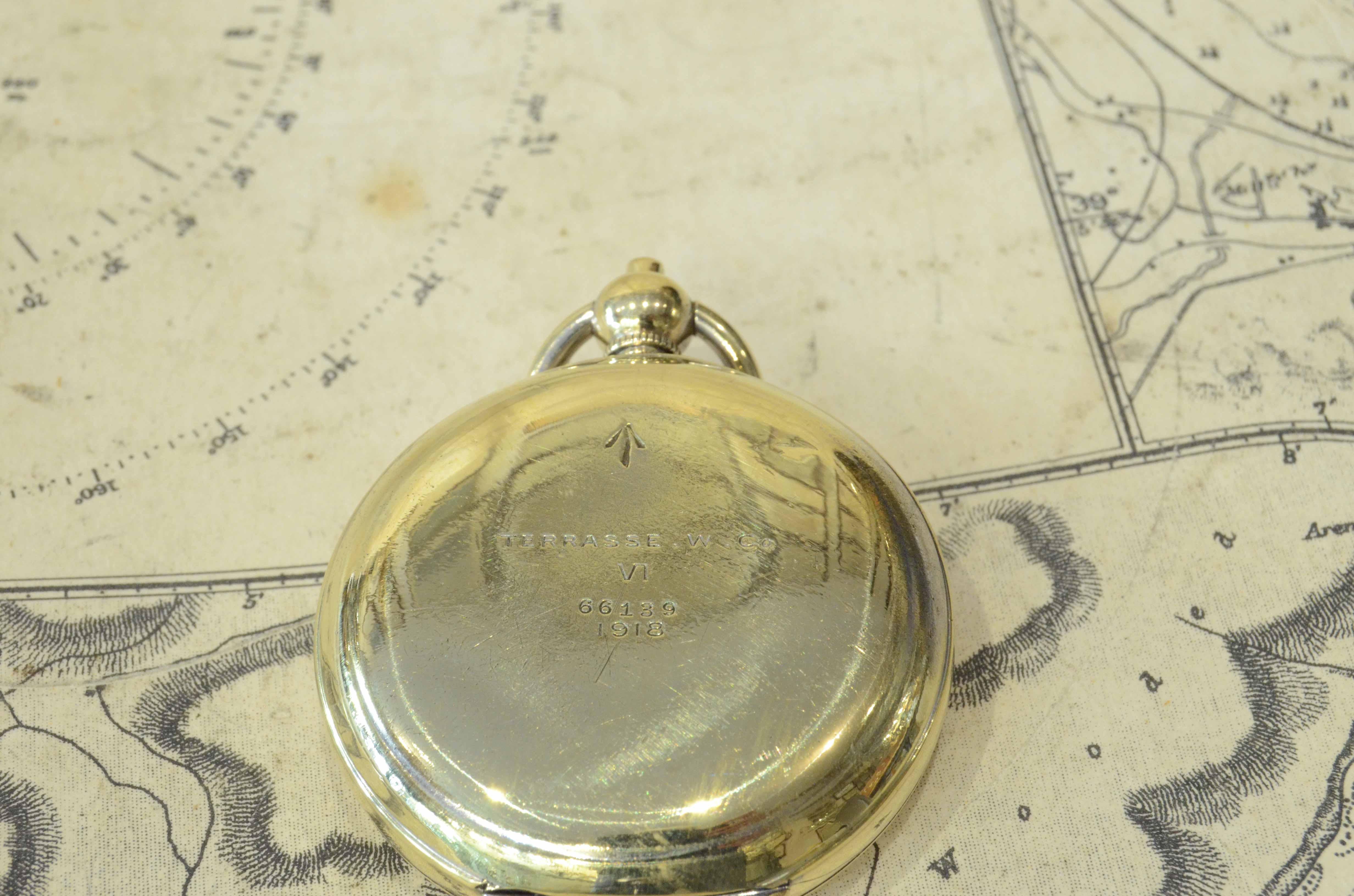 Brass pocket compass for British aviation officer signed Terrasse 1918 ...