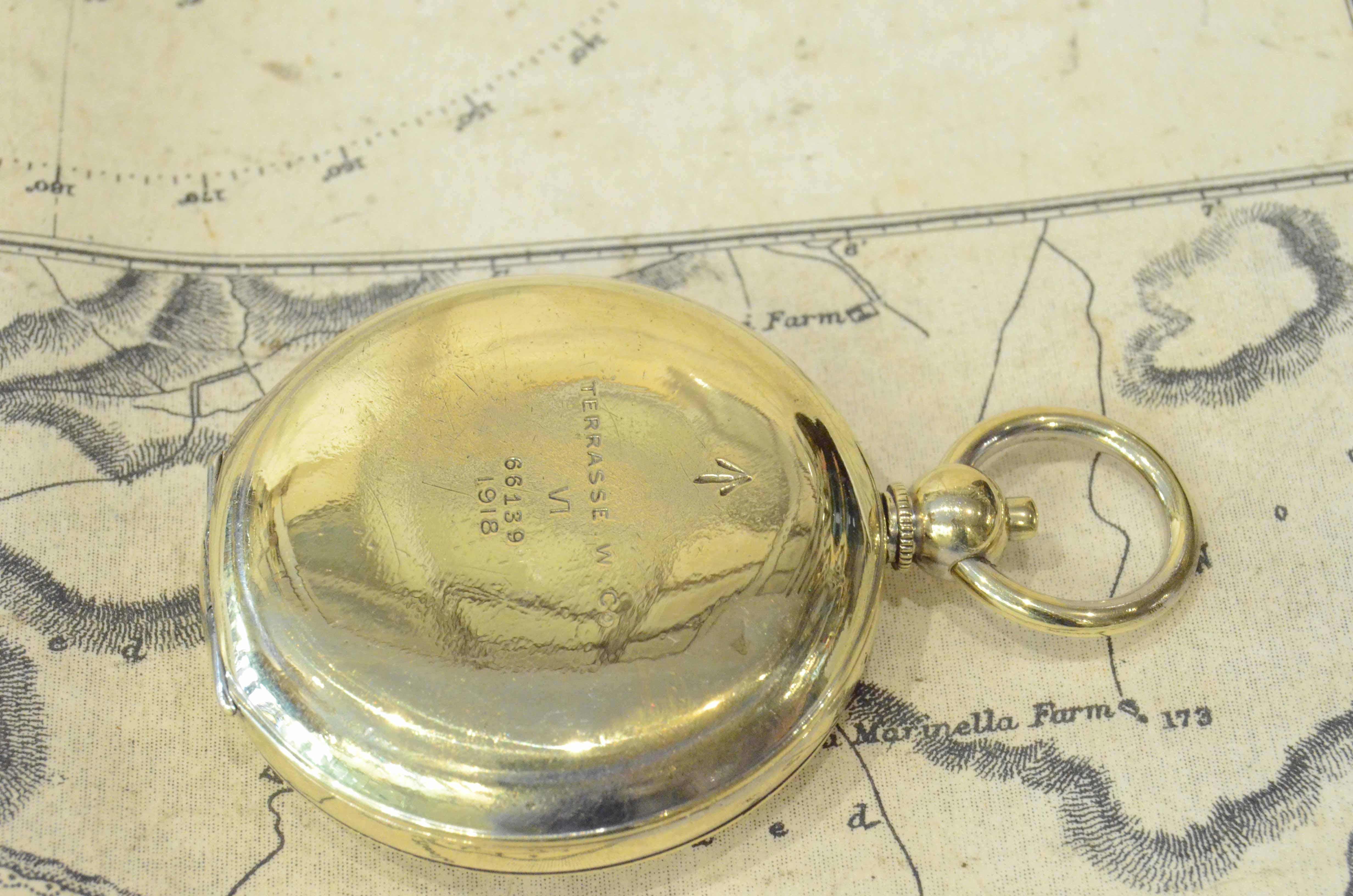 Brass pocket compass for British aviation officer signed Terrasse 1918 ...