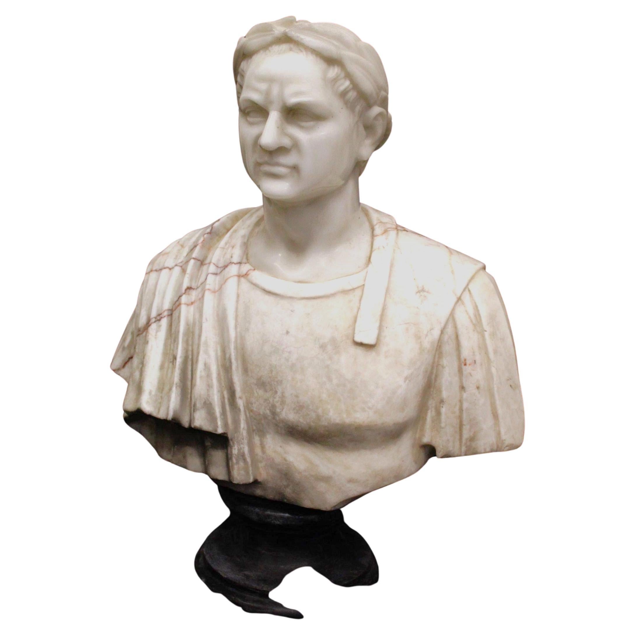 Large Antique Sculpted Marble Figure of Caesar Augustus For Sale at 1stDibs