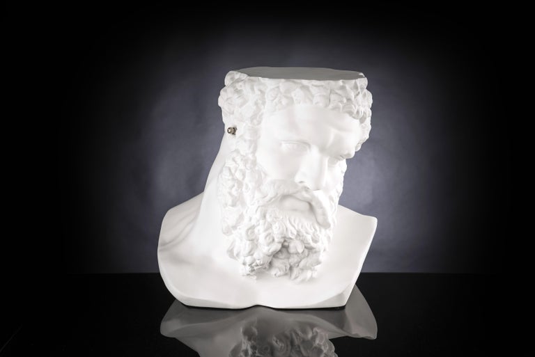 Bust Ercole "Don't Hear", Small Table, Sculpture, in Matte White ...