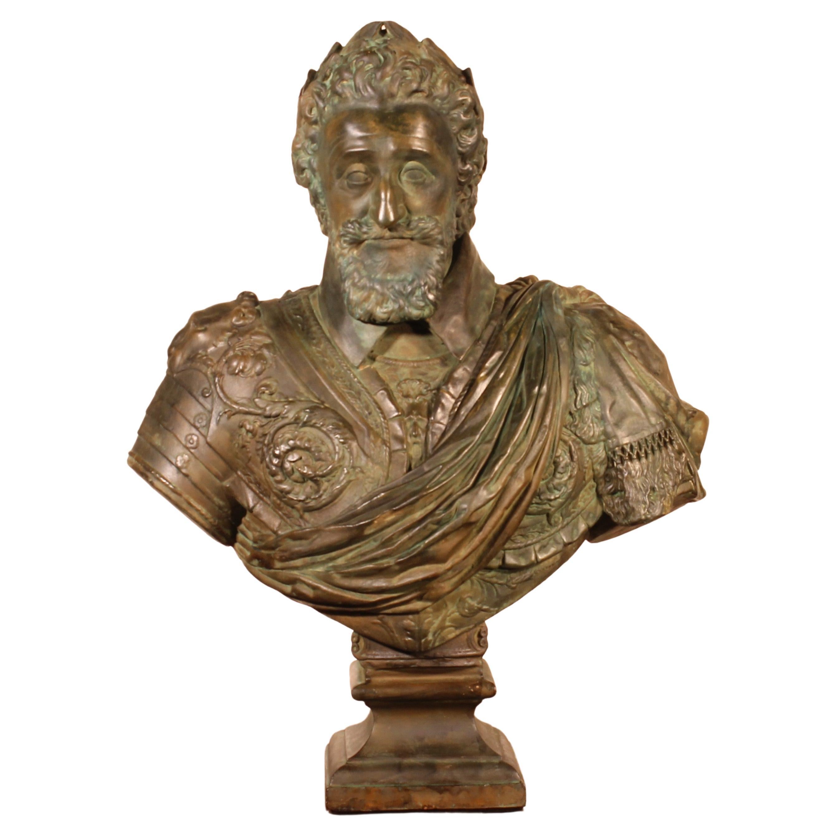 Superb Bronze Bust of Henri IV For Sale at 1stDibs