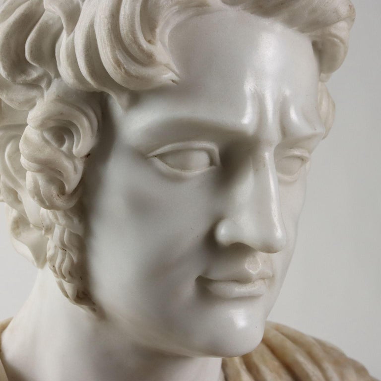 Bust of Roman Emperor in White Marble and Flowered Alabaster For Sale ...