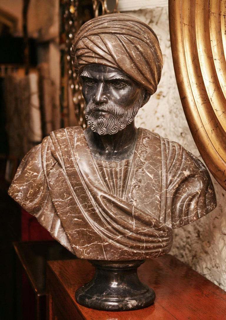 Bust Roman Sculpture in Solid Marble For Sale at 1stDibs
