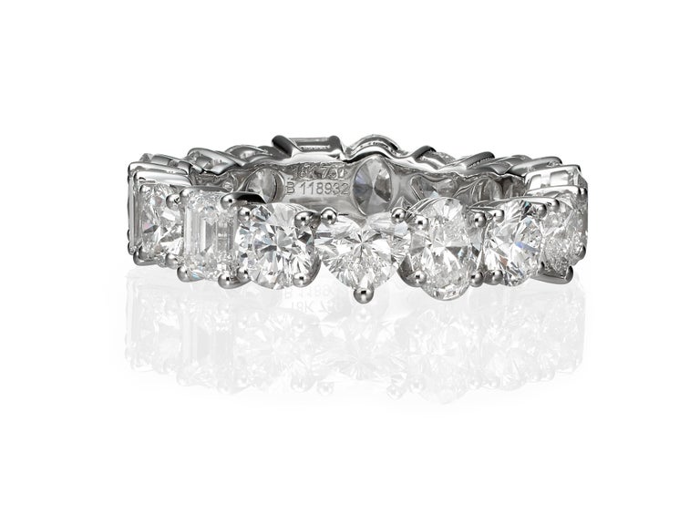 5.30 Carat Multi Shape Diamond Eternity 18 Karat White Gold Band Ring ...
