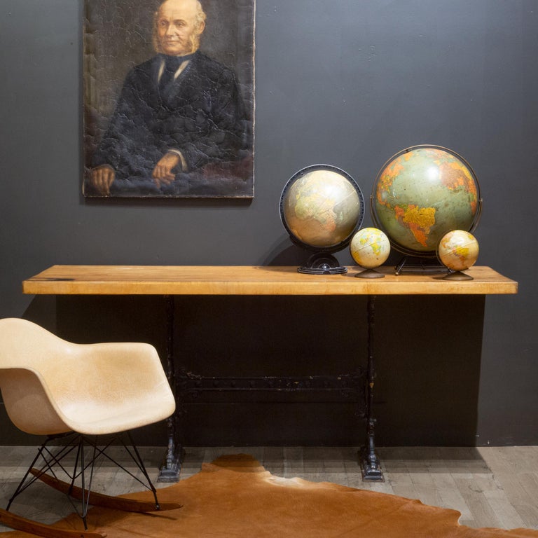 Butcher Shop Counter Top with Cast Iron Base Console c.1920-1950 For ...