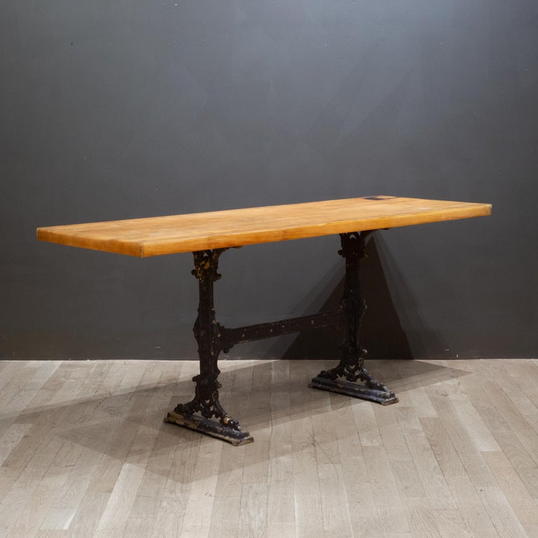 Butcher Shop Counter Top with Cast Iron Base Console c.1920-1950 For ...