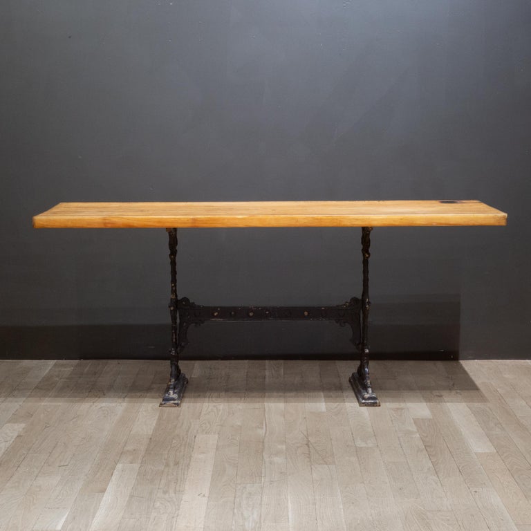 Butcher Shop Counter Top with Cast Iron Base Console c.1920-1950 For ...