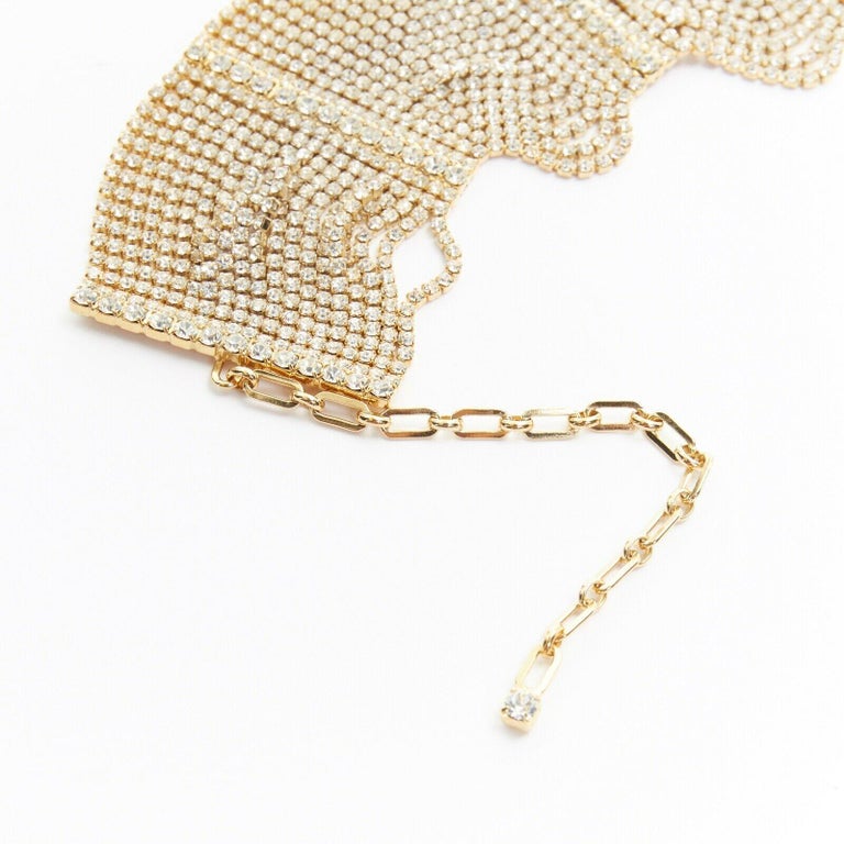 BUTLER and WILSON crystal embellished gold-tone metal choker chain ...