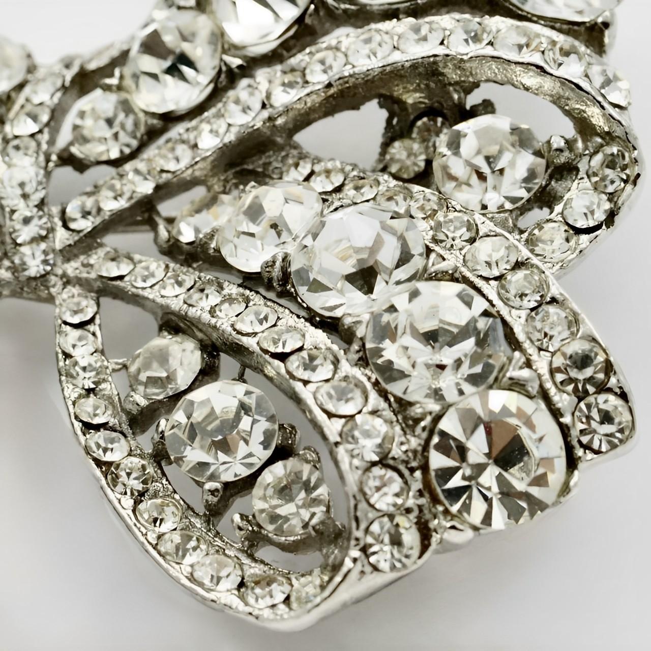 Butler and Wilson Large Bow Brooch with Clear Crystals circa 1980s For ...