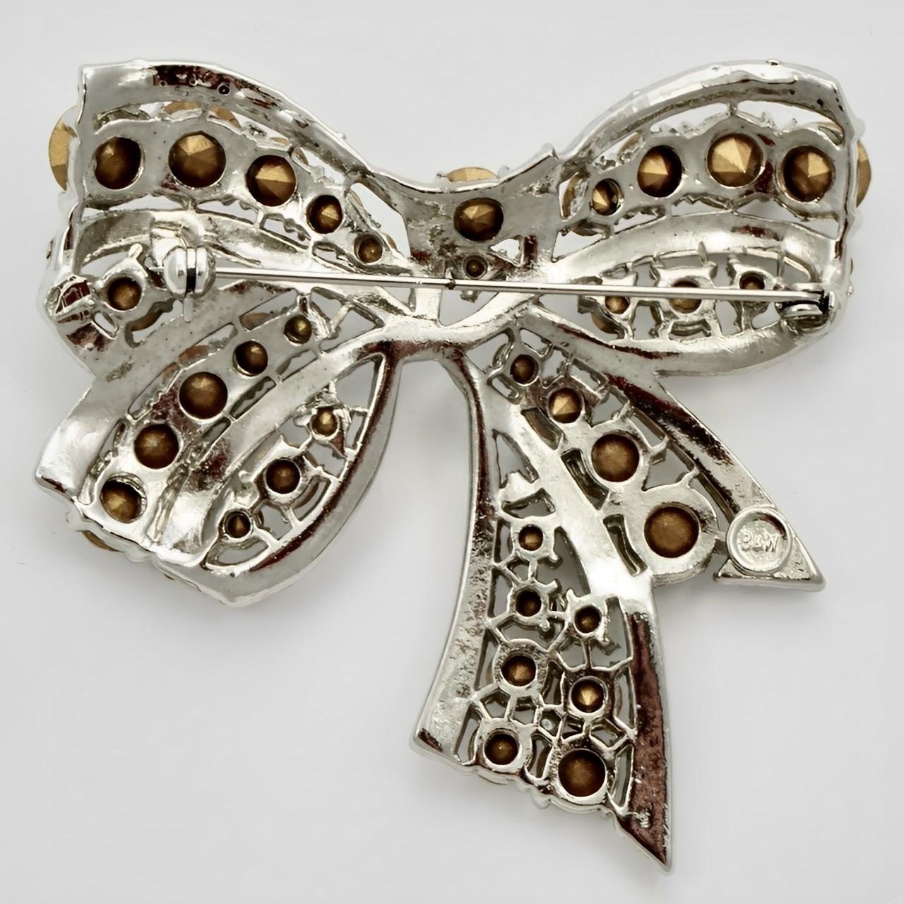 Butler and Wilson Large Bow Brooch with Clear Crystals circa 1980s For ...