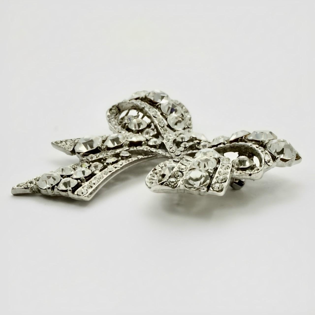 Butler and Wilson Large Bow Brooch with Clear Crystals circa 1980s For ...