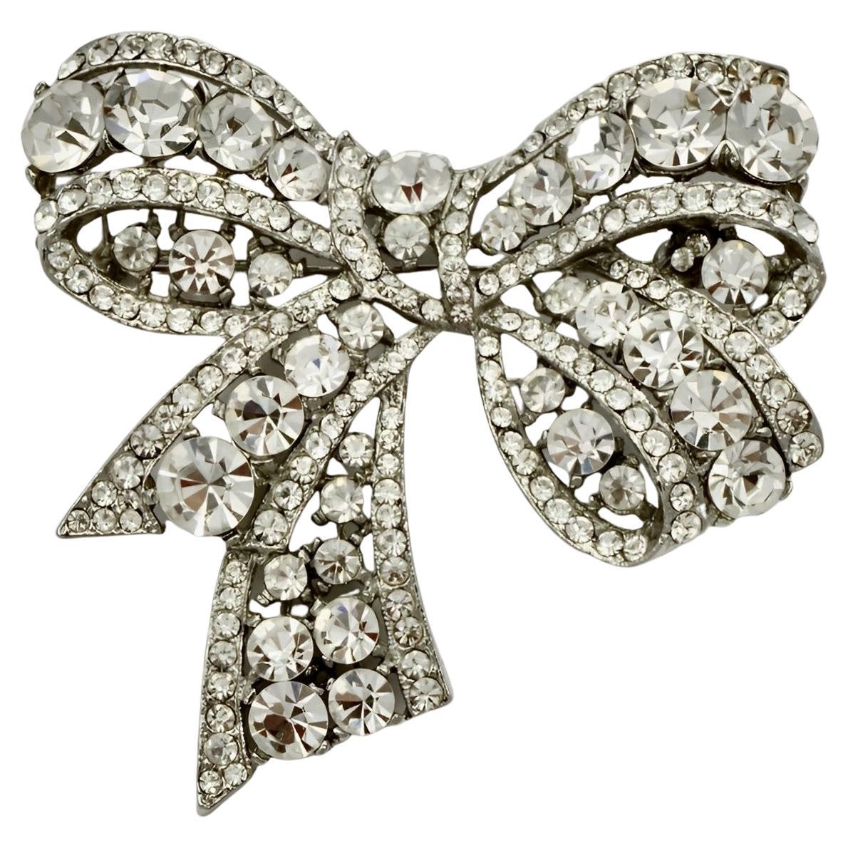 Butler and Wilson Large Bow Brooch with Clear Crystals circa 1980s For ...