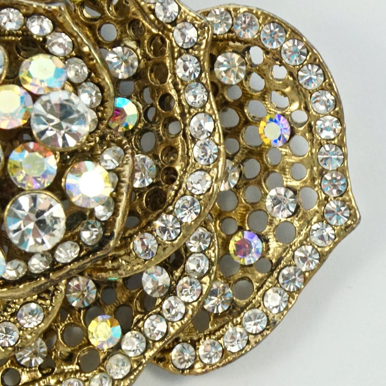 Butler and Wilson Large Flower Brooch with Clear and Aurora Borealis ...