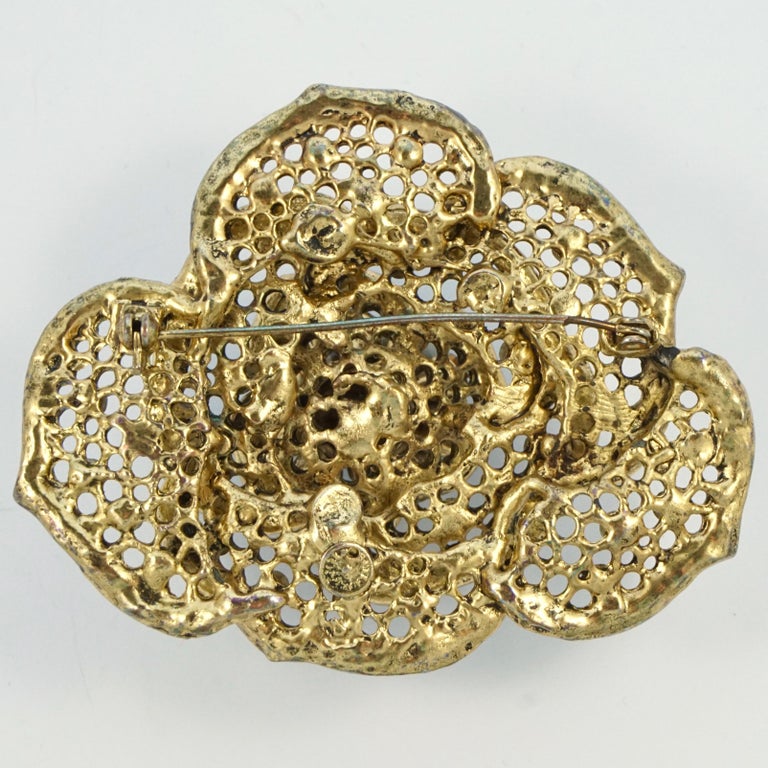 Butler and Wilson Large Flower Brooch with Clear and Aurora Borealis ...