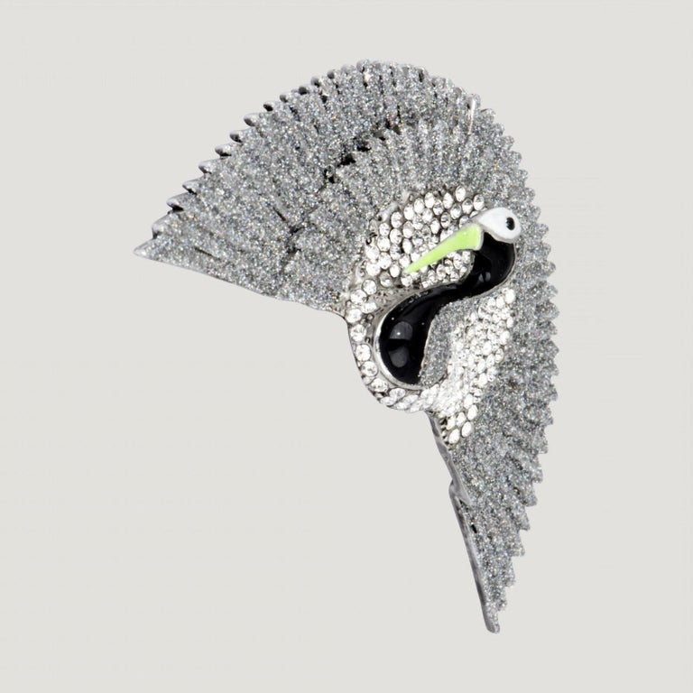 Butler and Wilson Signed BW Silver Glitter Diamanté Bird Fan Tail ...