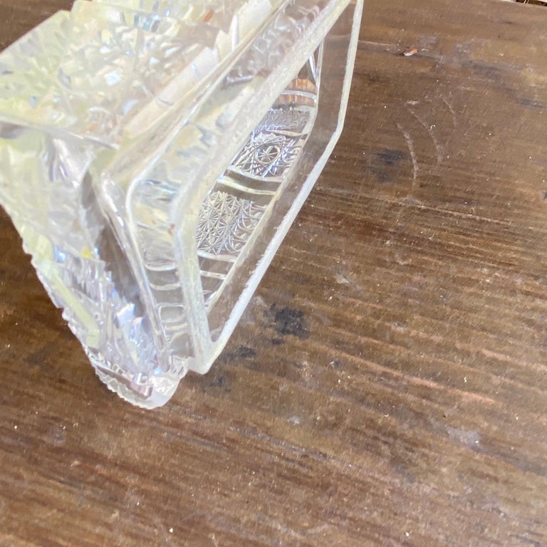 Plat à beurre en verre biseauté ou en cristal, France, 1970 En vente ...