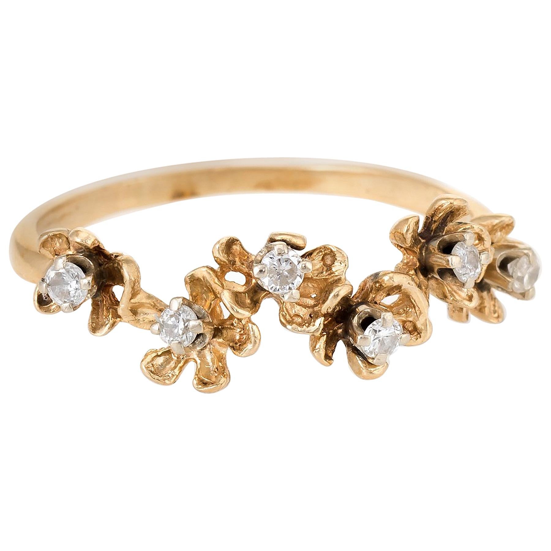 Buttercup Diamond Band Ring Vintage 14 Karat Yellow Gold Estate Fine ...