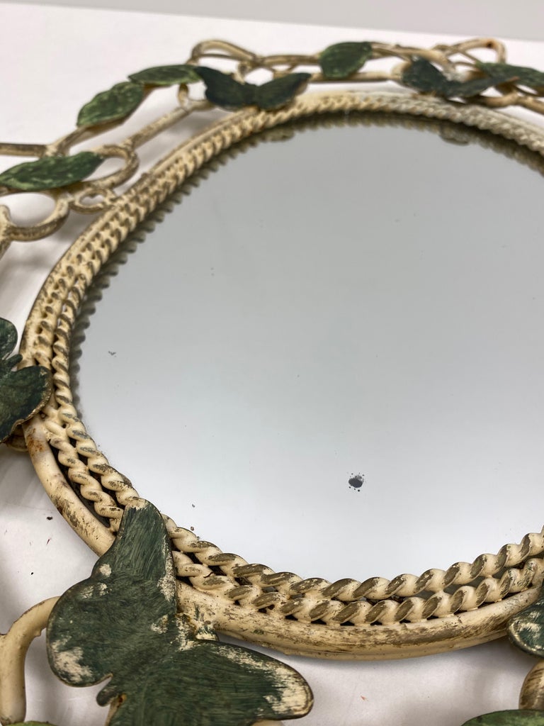 Butterfly and Leafs Shabby Chic Mirror, Tole Wall Decoration, Vintage ...