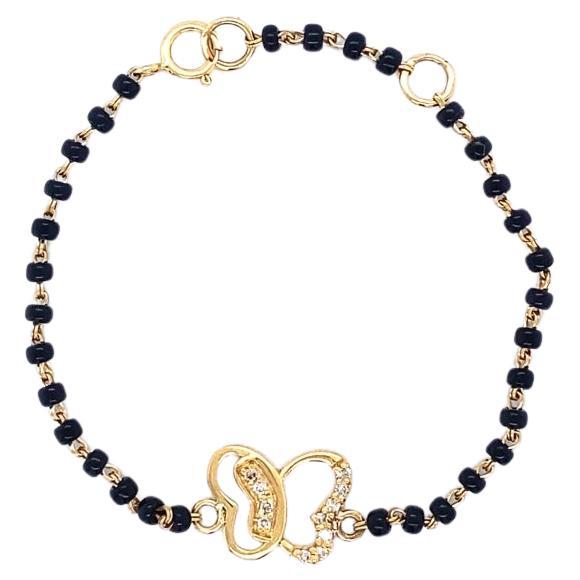 Butterfly Diamond Charm Nazariya Bracelet in 18k Solid Gold For Sale at ...